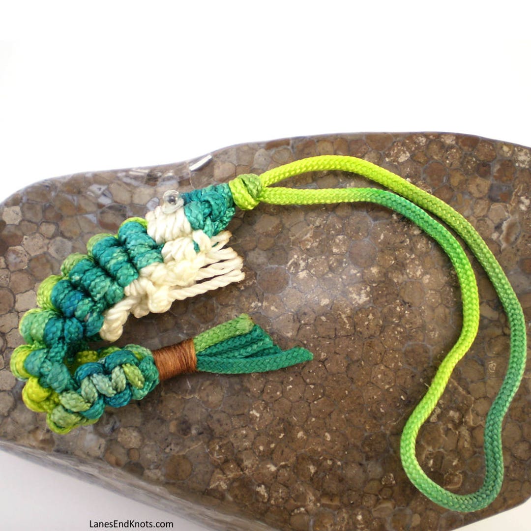 Large Shrimp Macrame Charm, Zipper Pull green Mix / Turquoise / White ...