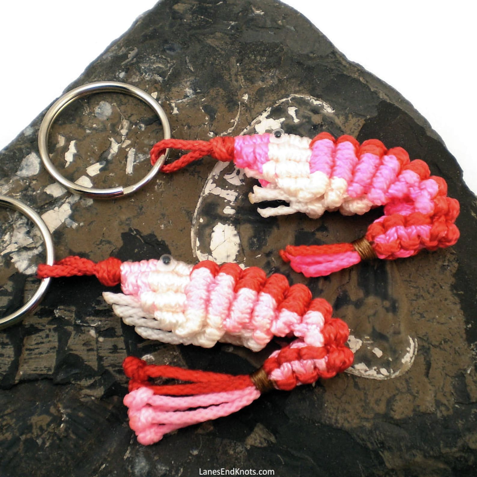 X-large Macrame Shrimp Keychain red / Pink / White, Knotted Shrimp ...