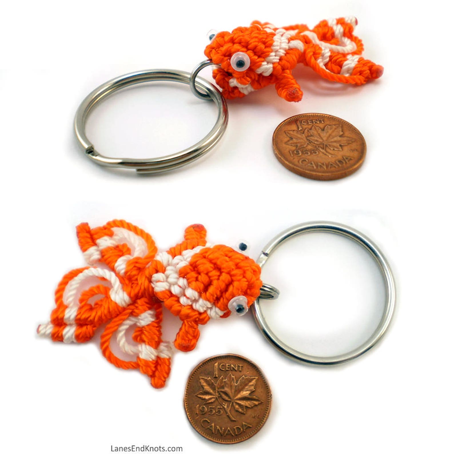 Macrame Fish Key Chain Knotted Goldfish Key Ring Macrame Key - Etsy