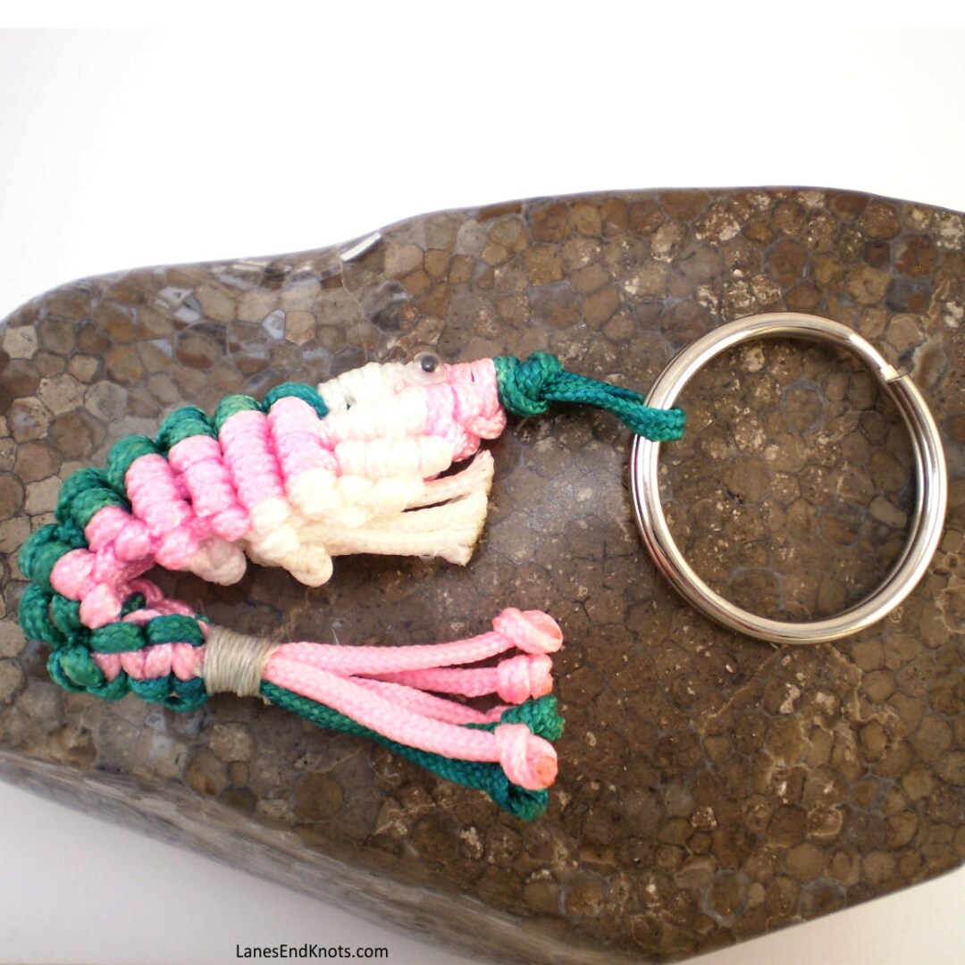 Large Macrame Shrimp Key Chain, Knotted Shrimp Key Ring, Chinese Knot Shrimp Key Holder, Fob ...