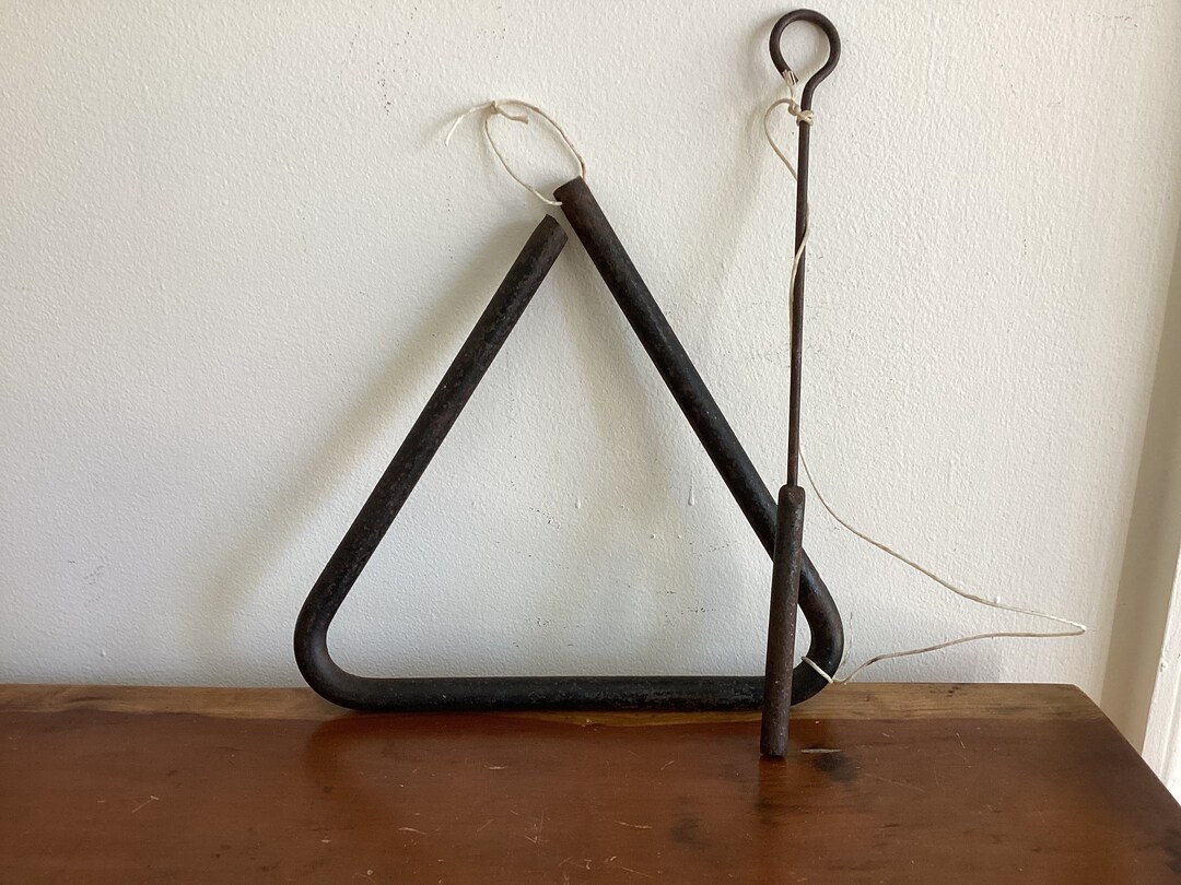 Antique Cast Iron Farm/camp/chuch Wagon Dinner Triangle With Striker - Etsy