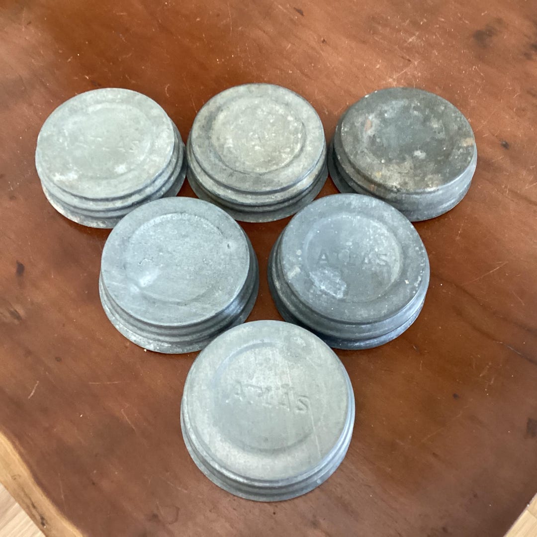 Vintage Atlas Zinc Canning Jar Lids With Milk Glass Liner-set of 6 - Etsy