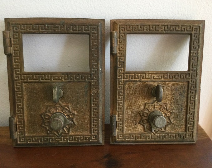 Antique Art Deco Brass Post Office Box Door-small-industrial ...