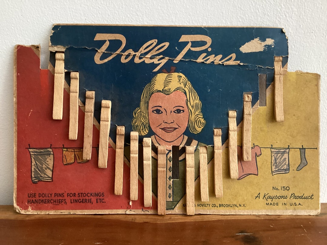 Vintage Dolly Pins Cardboard Store Display W/14 Wood Clothespins - Etsy