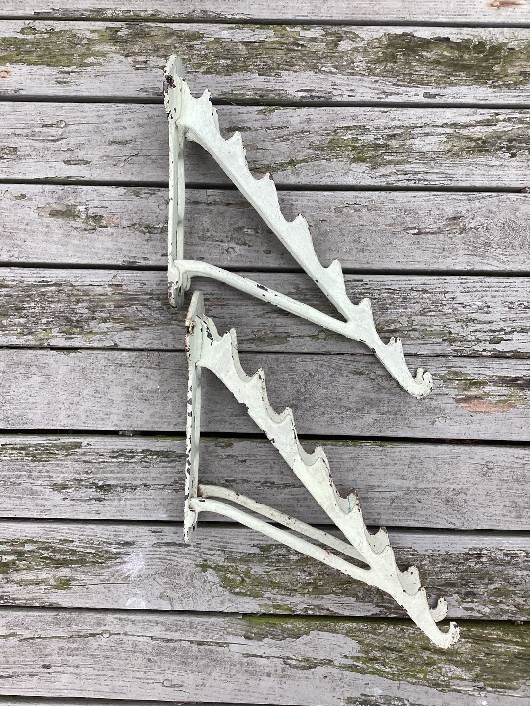 Vintage Store Slanted Double Arm Notched Waterfall Display Brackets ...