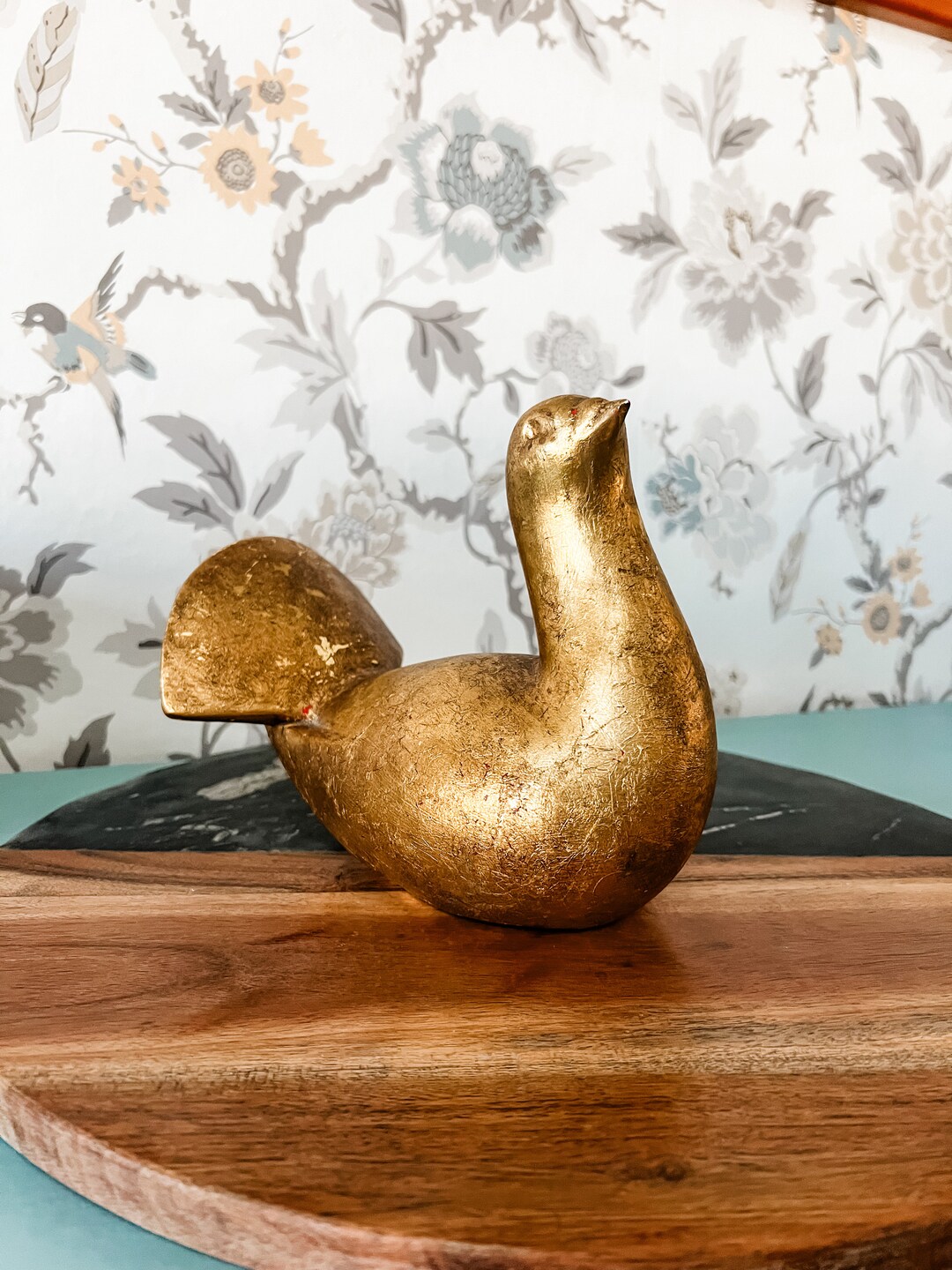 Large Mid Century Inspired Ceramic Gold Painted Pigeon, Gold Paint ...