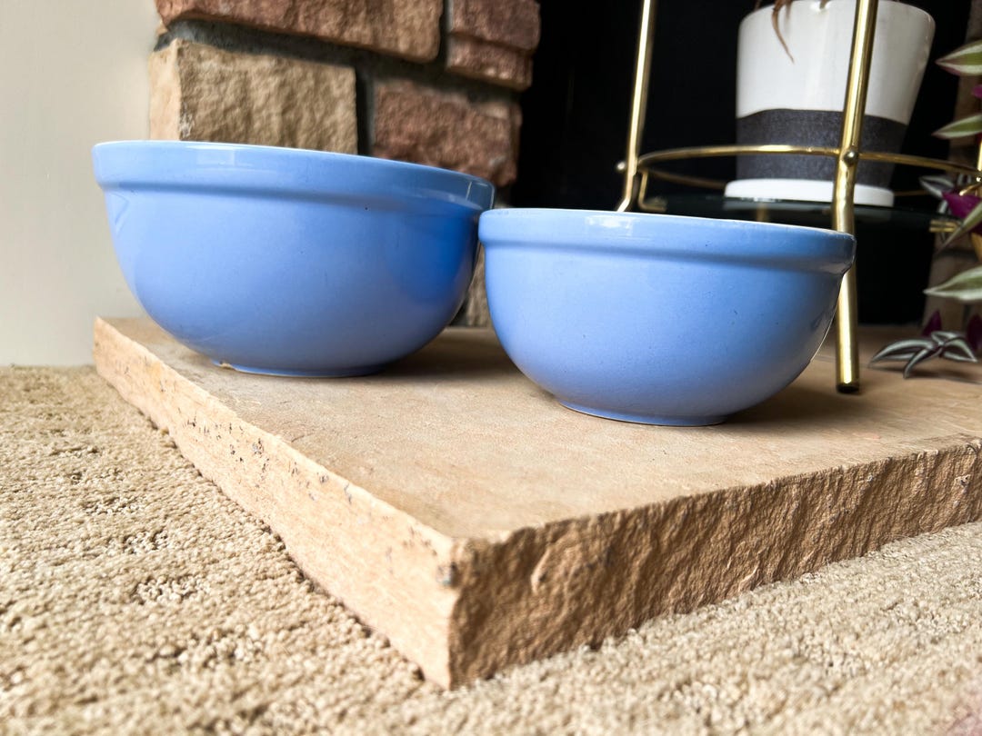 Set of 2 Cornflower Blue Ceramic Kitchen Bowls/mixing Bowls ...