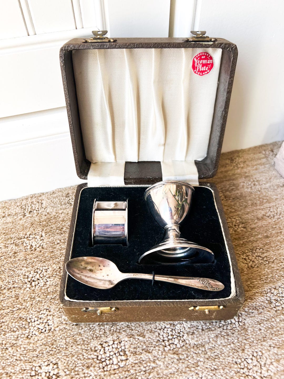 Yeoman Plate E.F.N.S. Gift Set in Box. Made in England, Egg Cup, Napkin ...