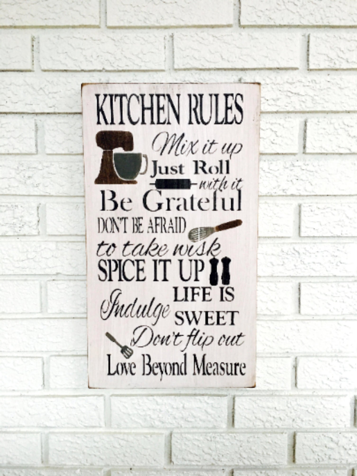 Home & Living Wooden Kitchen Rules Sign Kitchen Decor Signs Rustic ...