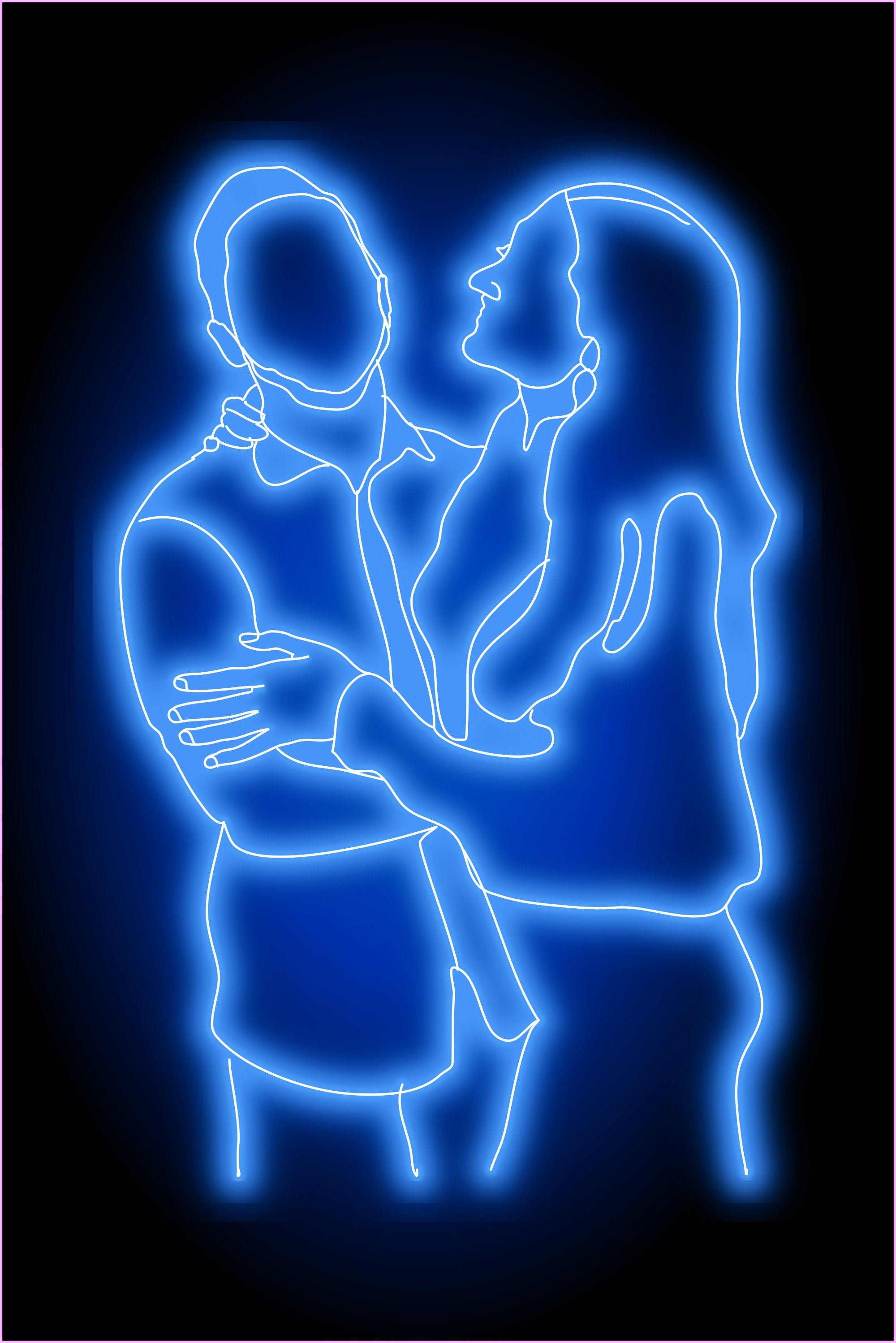 Custom Digital Neon Line Portrait Faceless Neon Line Drawing | Etsy