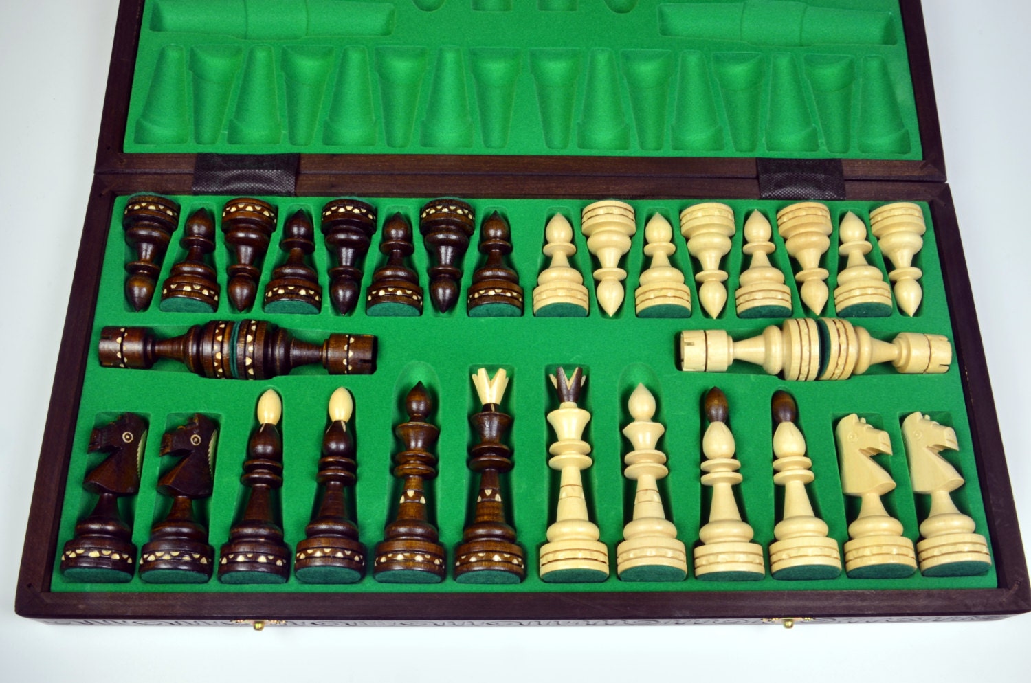 Personalized 21" Grand Chess Set: Carved Indian Style, Beech & Birch ...