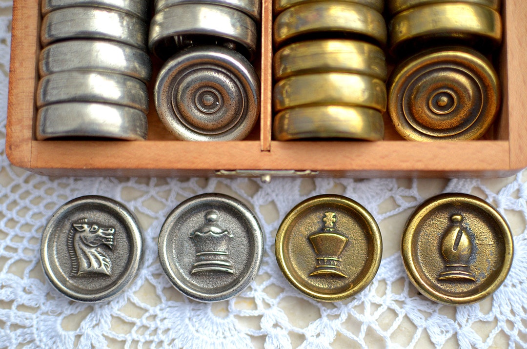 Heavy Metal Chess+checkers Pieces in Storage Box - Most Prestigious ...