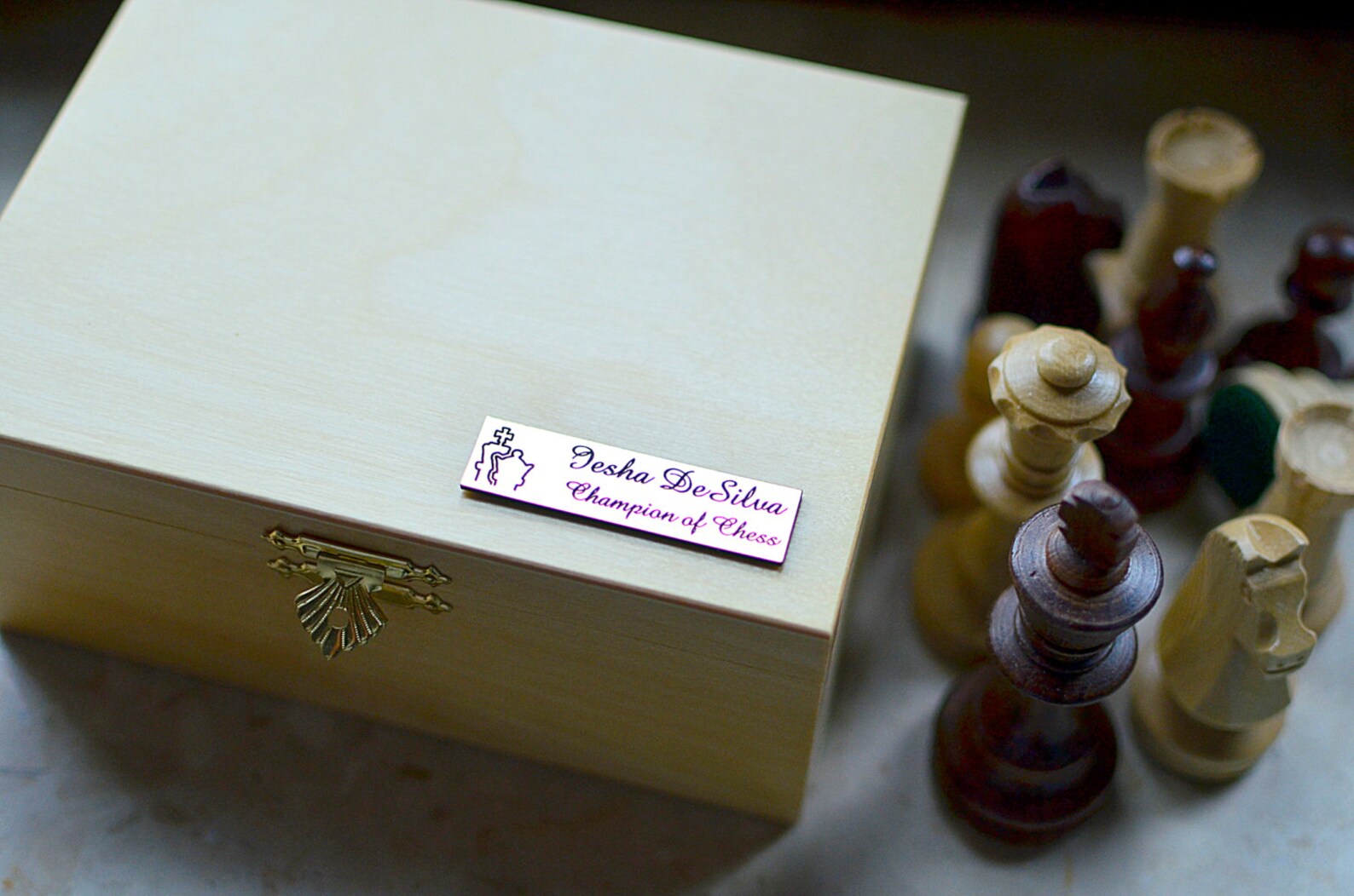 Personalized Wooden Chess Pieces & Storage Box Staunton | Etsy