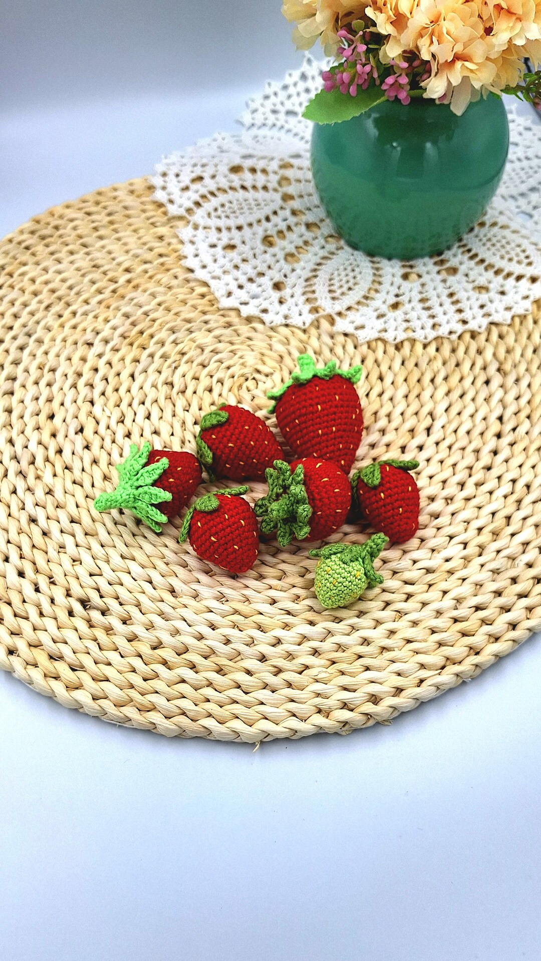 Crochet Strawberry , Set Knit Fruit , Crochet Play Food , Montessory ...