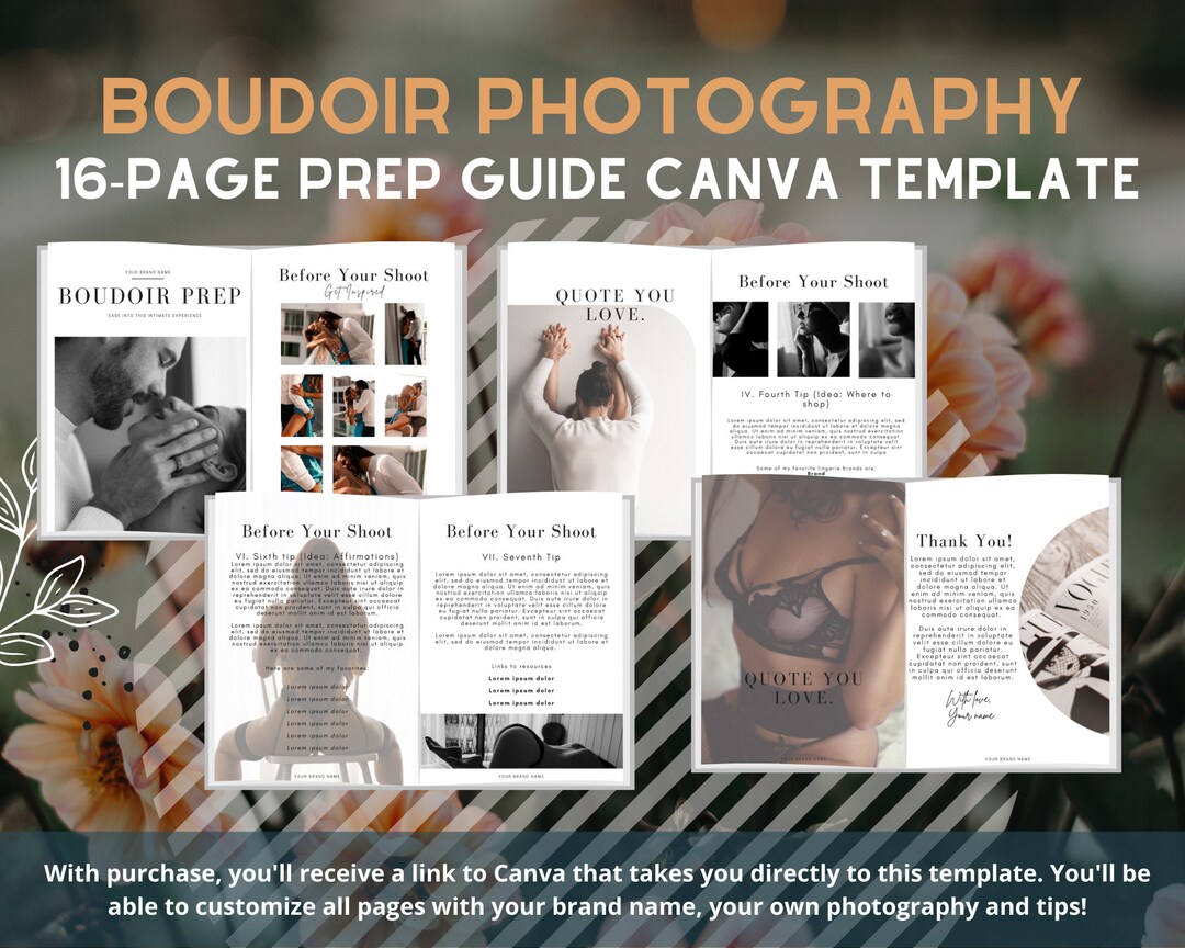For PHOTOGRAPHERS 16-page Boudoir Prep Guide Template | Canva Template ...