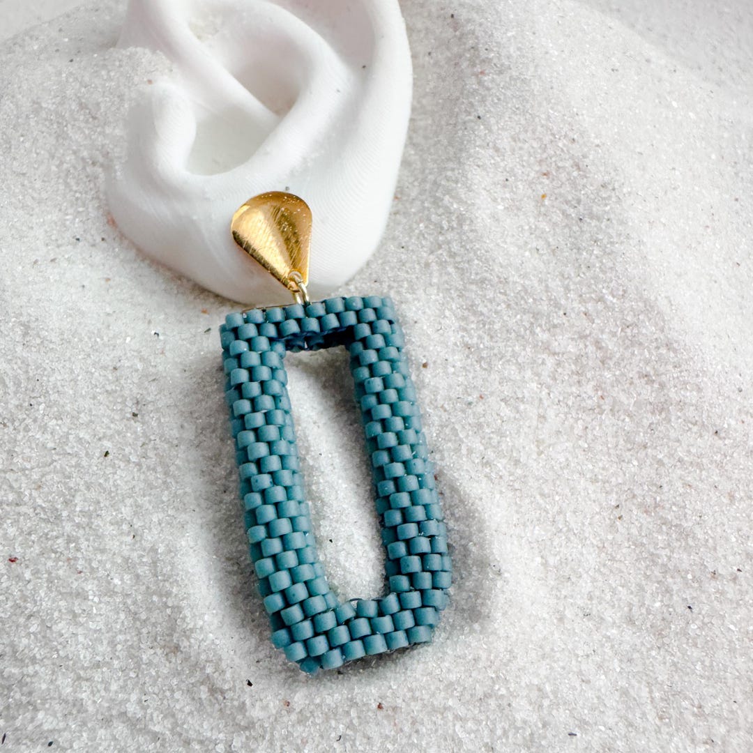 Green Delica Seed Bead Earrings With Gold-plated Push-back Bases - Etsy