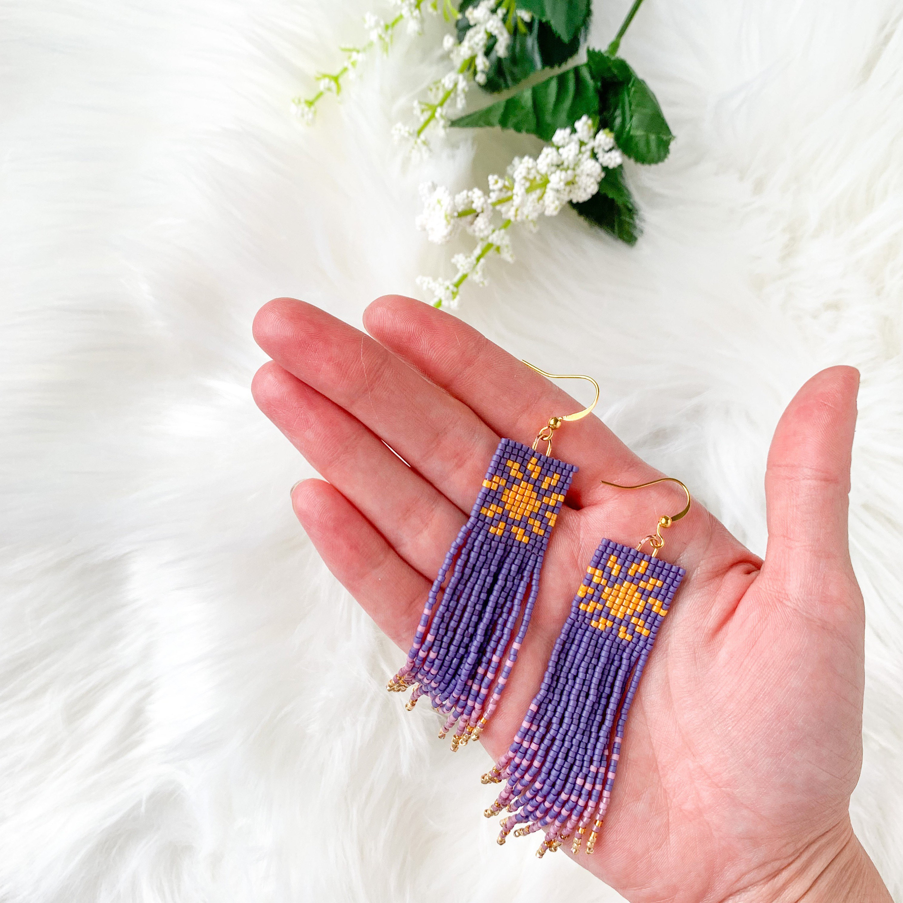 Tangled lantern Rapunzel beaded tassel earrings Disney | Etsy
