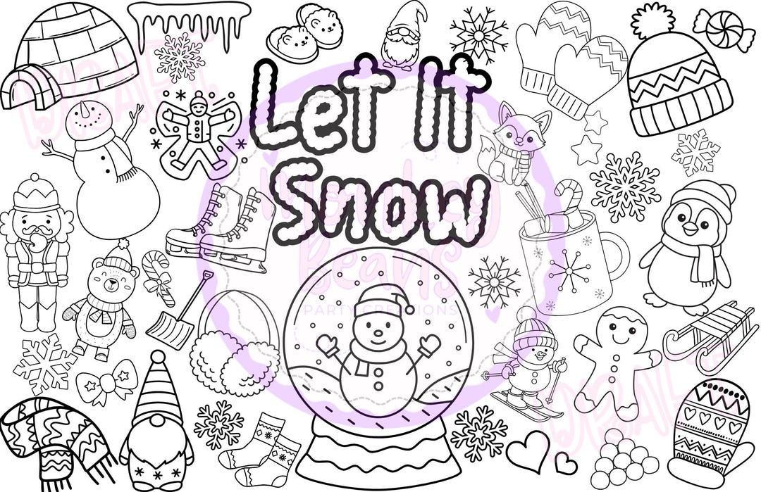Let It Snow - Winter Themed Coloring Page - Etsy