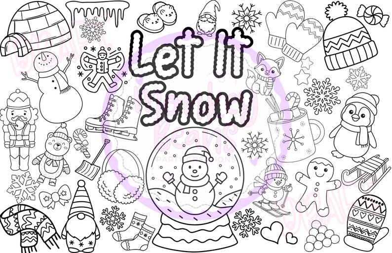 Let It Snow - Winter Themed Coloring Page - Etsy