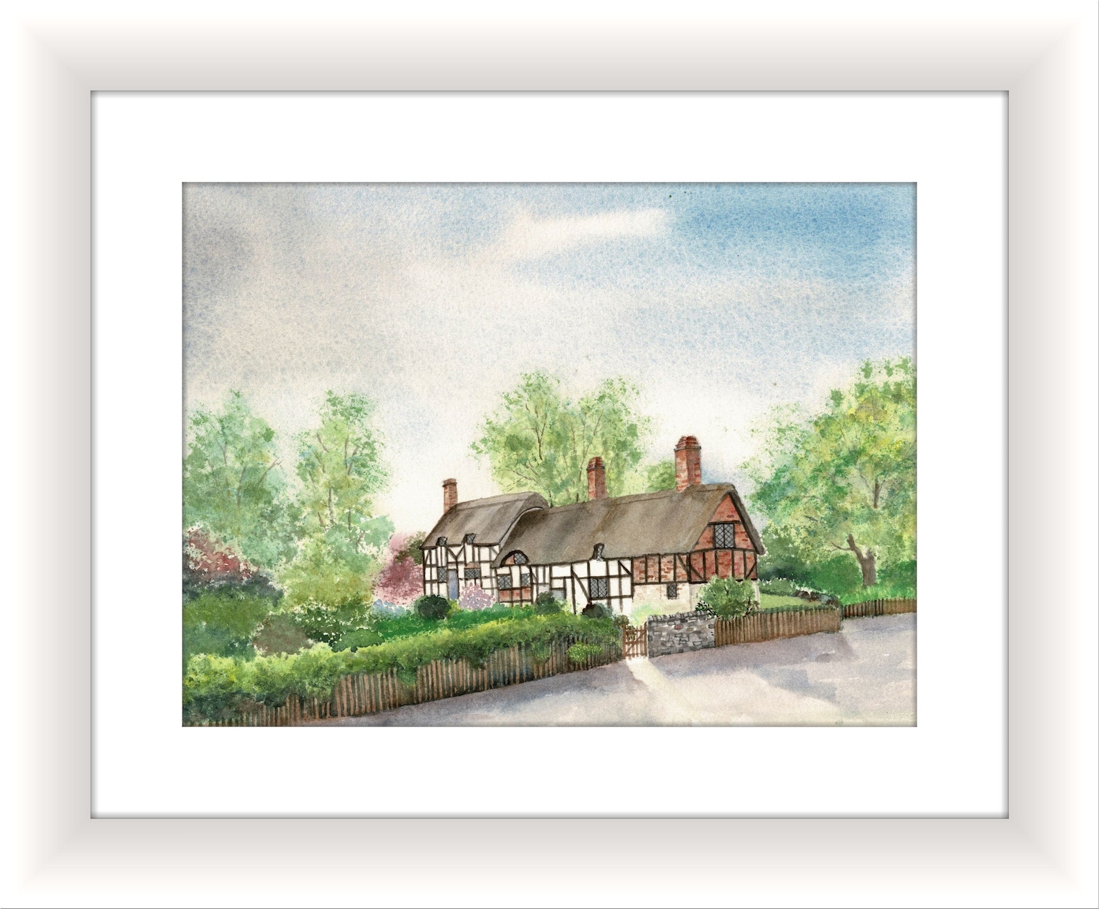 Anne Hathaway's Cottage Watercolor Print: English Thatched Cottage Art ...