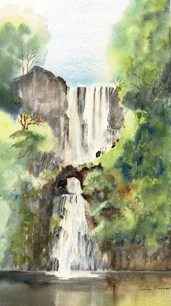 Watercolor Paintings Of Waterfalls
