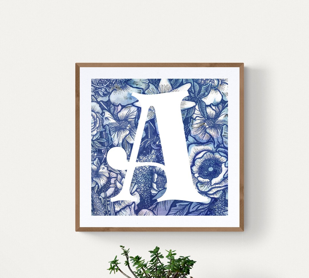 Initial Letter Wall Art, Typography Print, Personalised Wall Art, New ...