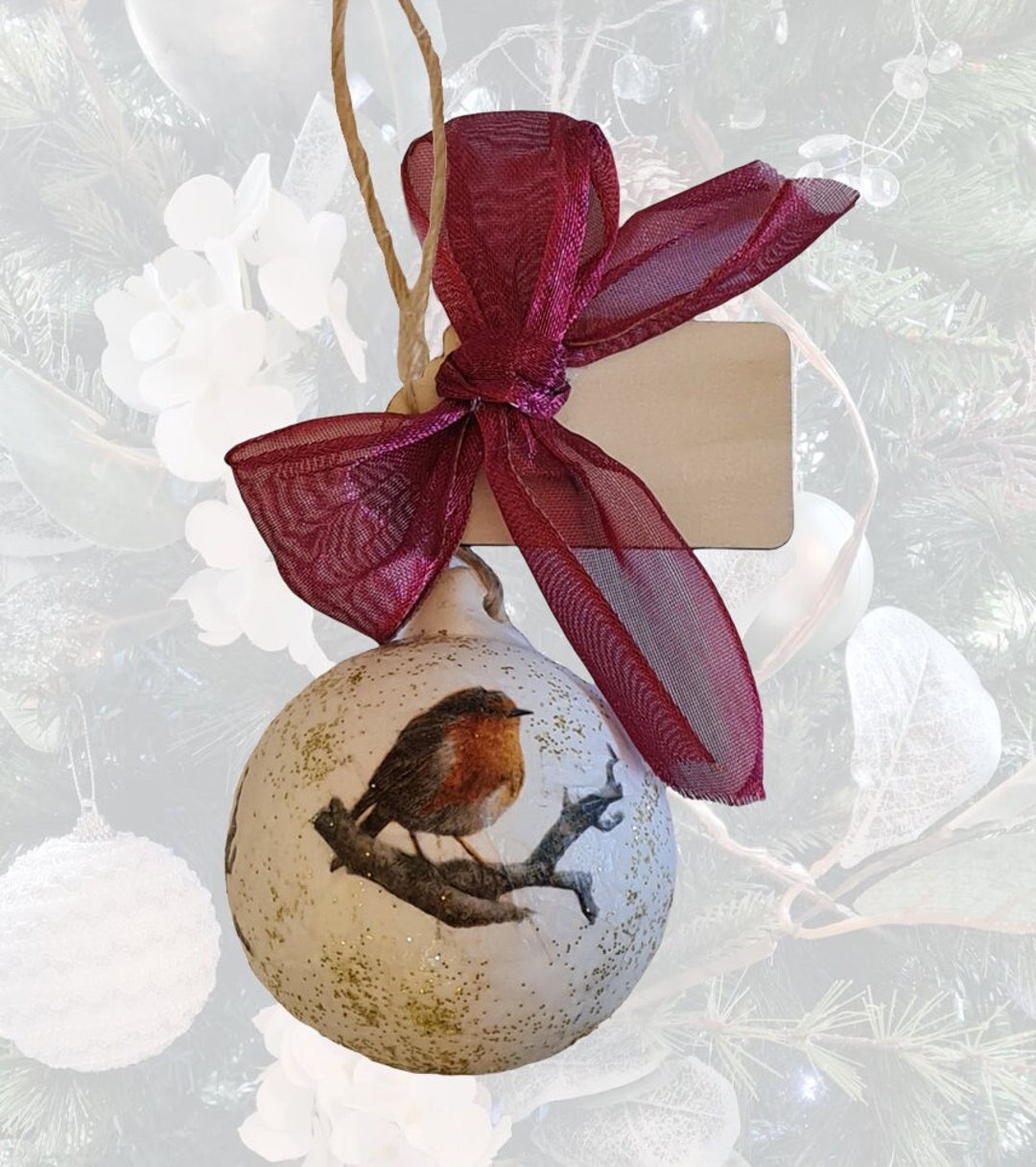 Personalized Robin Christmas Bauble: Handmade Ceramic Tree Decoration ...