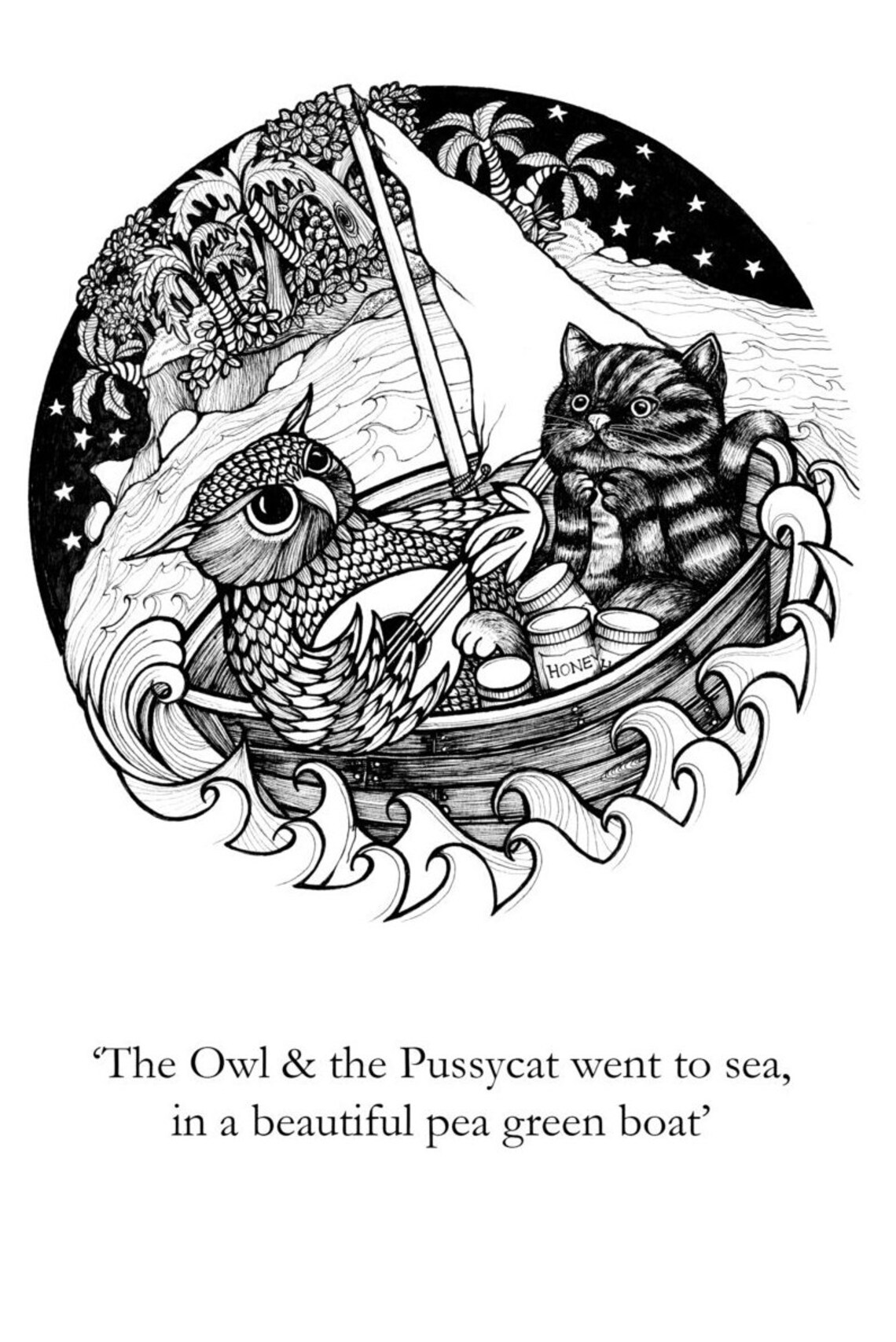 The Owl and the Pussycat, Art, Print, Poem, Wall Art, Home Decor ...
