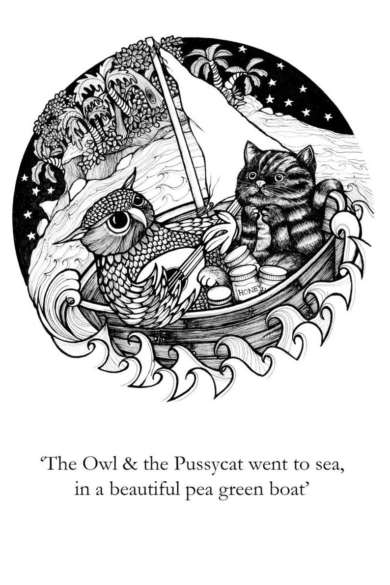 The Owl and the Pussycat Art Print Poem Wall Art Home | Etsy