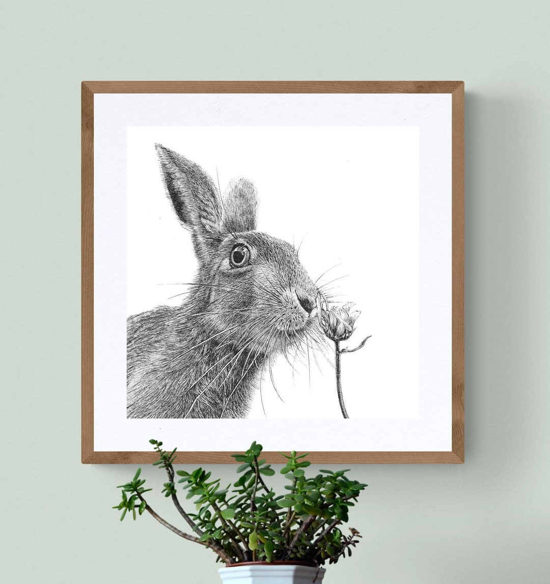 Hare Print Wall Art, Pen and Ink Drawing, Rabbit Illustration Print ...