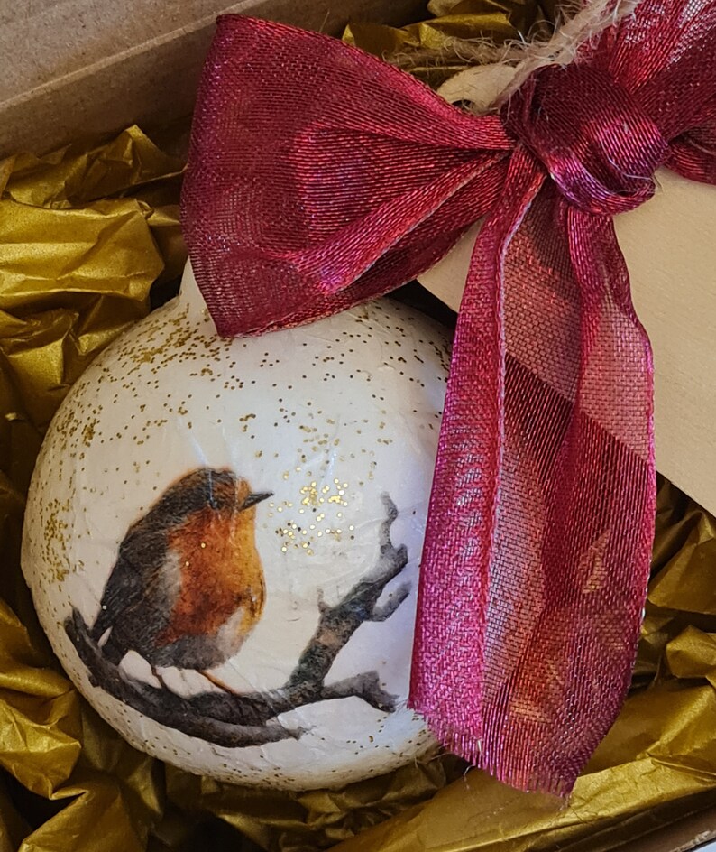 Personalized Robin Christmas Bauble: Handmade Ceramic Tree Decoration ...