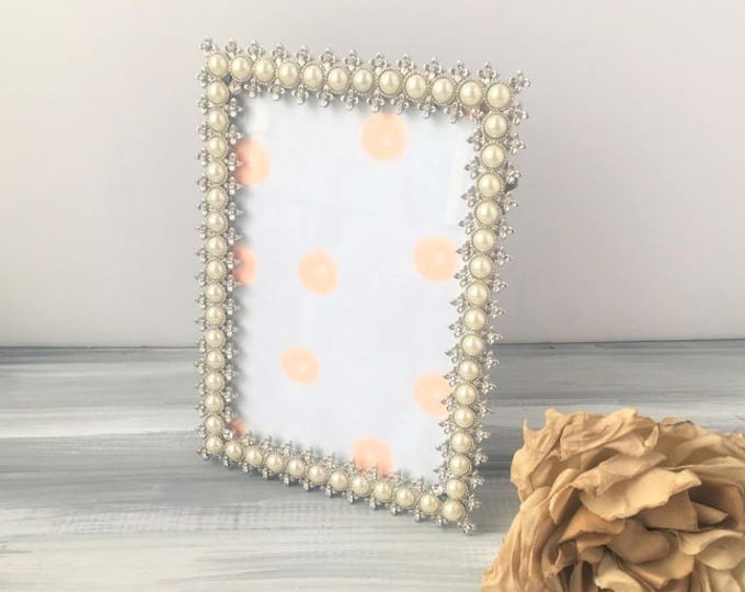 Metal Pearl and Gems Photo Frame / 4 X 6 Photo Frame / Pearl Picture ...