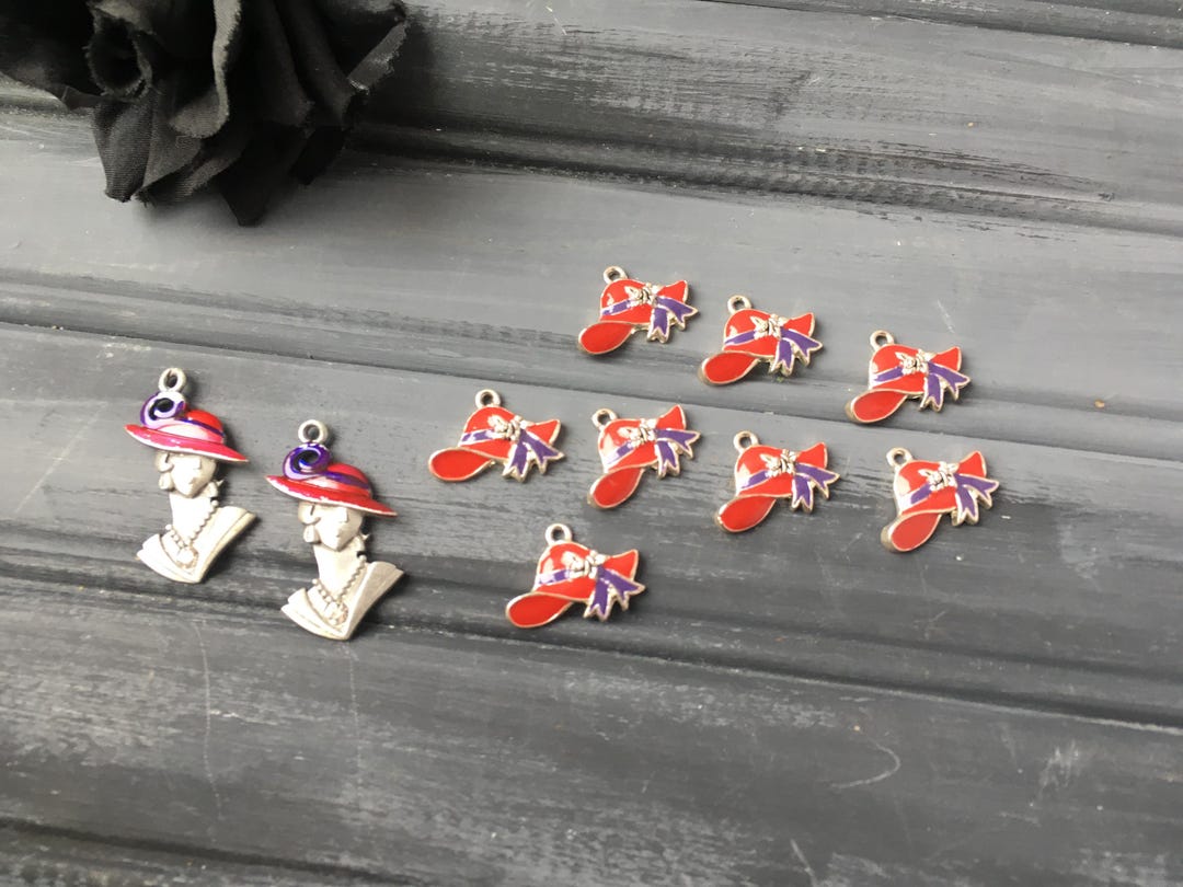 Red Hat Charms / Red Hat Society / Vintage Red Hat / Jewelry Charms ...