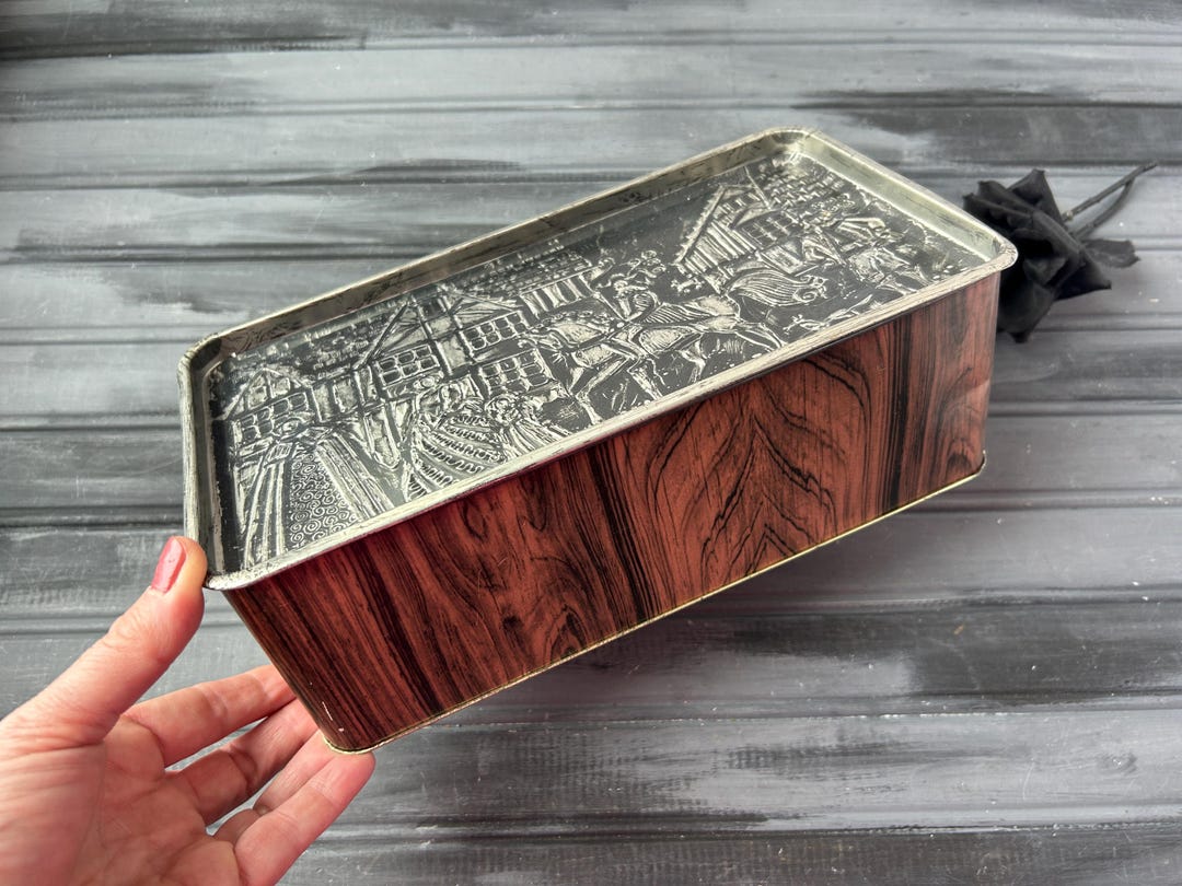 Wood Tin Box / Decorative Tin Box / Decorative Box / Collectable Tin ...