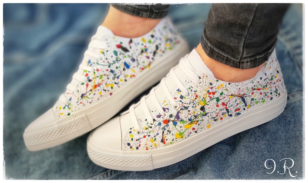 Colorful Splash Sneakers, Hand-painted Shoes, Splash Shoes, Hand ...