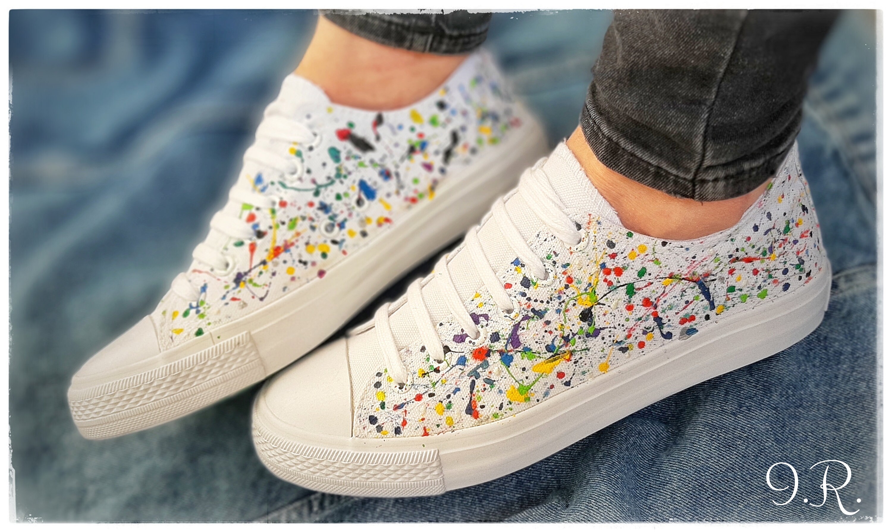 Colorful Splash Sneakers, Hand-painted Shoes, Splash Shoes, Hand ...