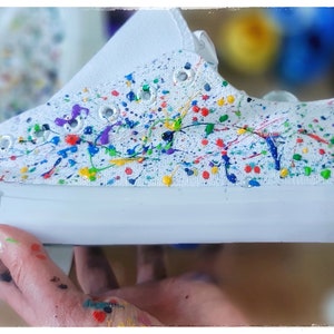 Colorful Splash Sneakers, Hand-painted Shoes, Splash Shoes, Hand ...
