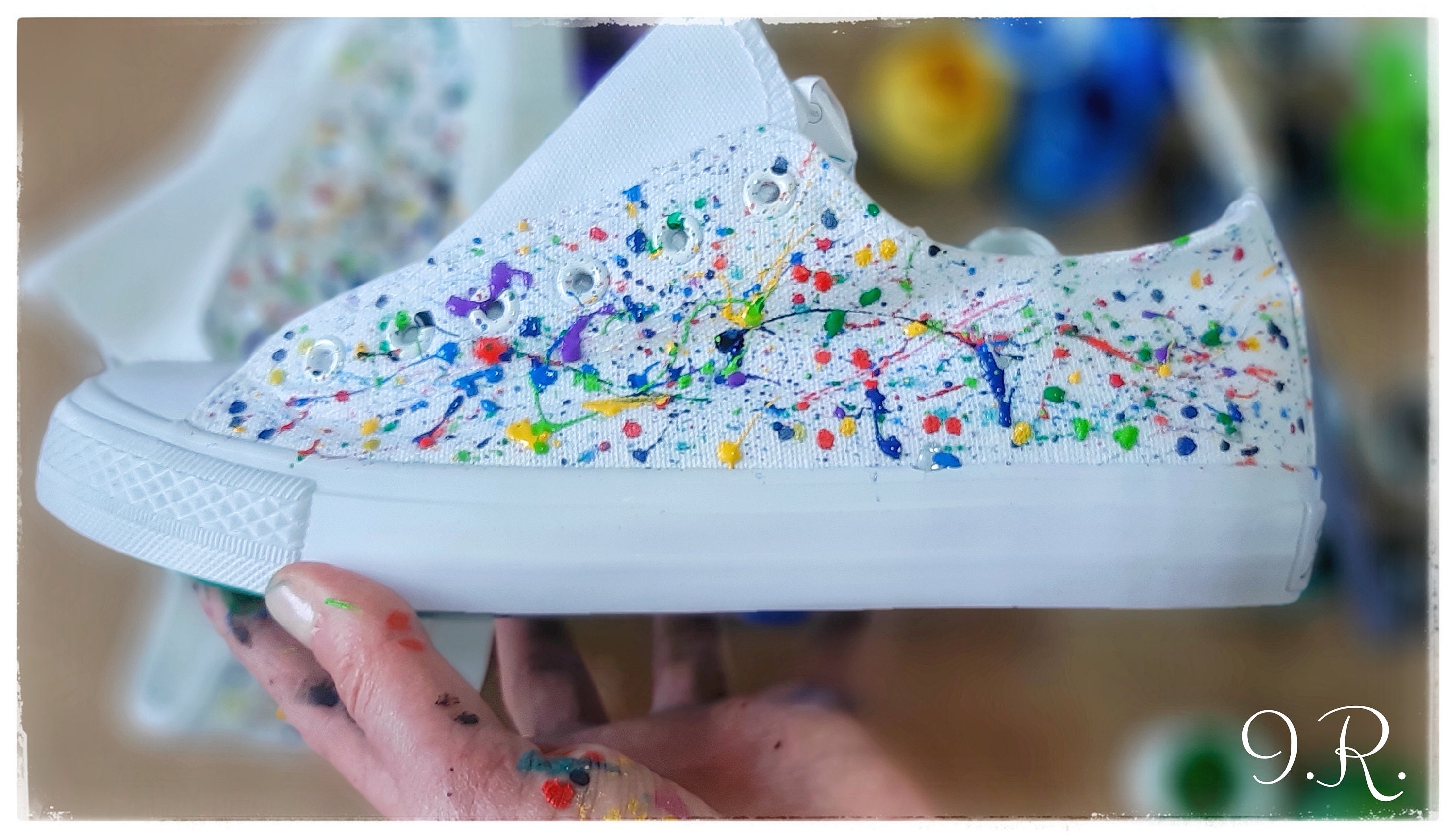 Colorful Splash Sneakers, Hand-painted Shoes, Splash Shoes, Hand ...