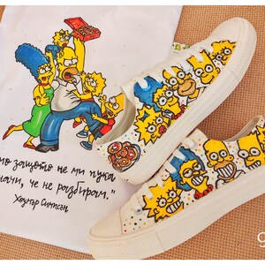 The Simpsons Sneakers, Hand-painted Shoes, the Simpsons Shoes, Hand ...