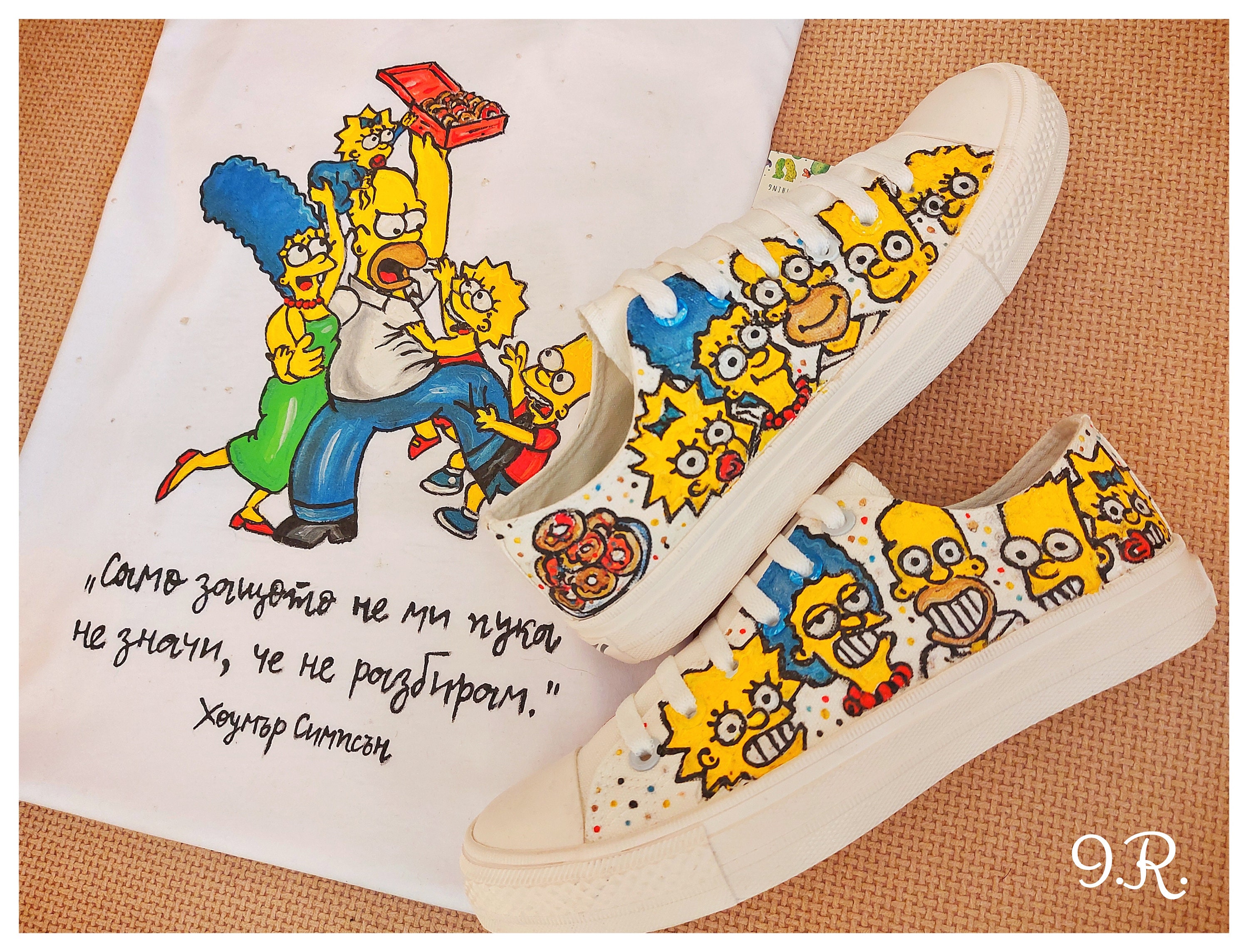 The Simpsons Sneakers, Hand-painted Shoes, the Simpsons Shoes, Hand ...