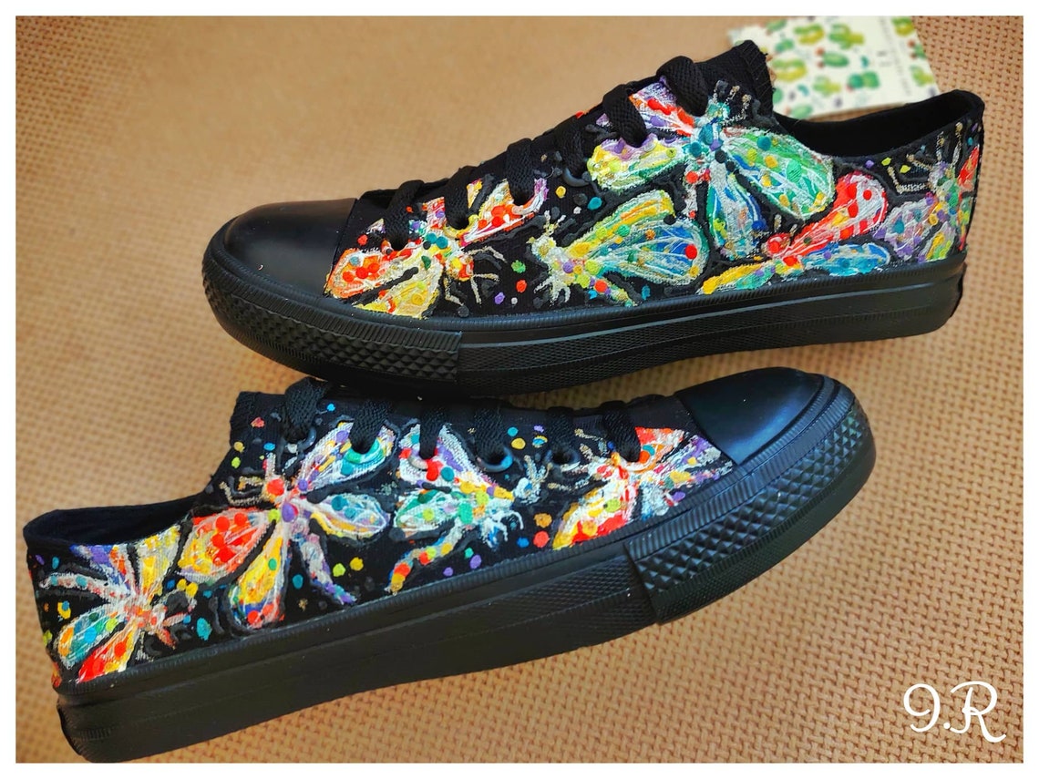 Hand-painted Dragonfly Sneakers: Custom Shoe Art - Etsy