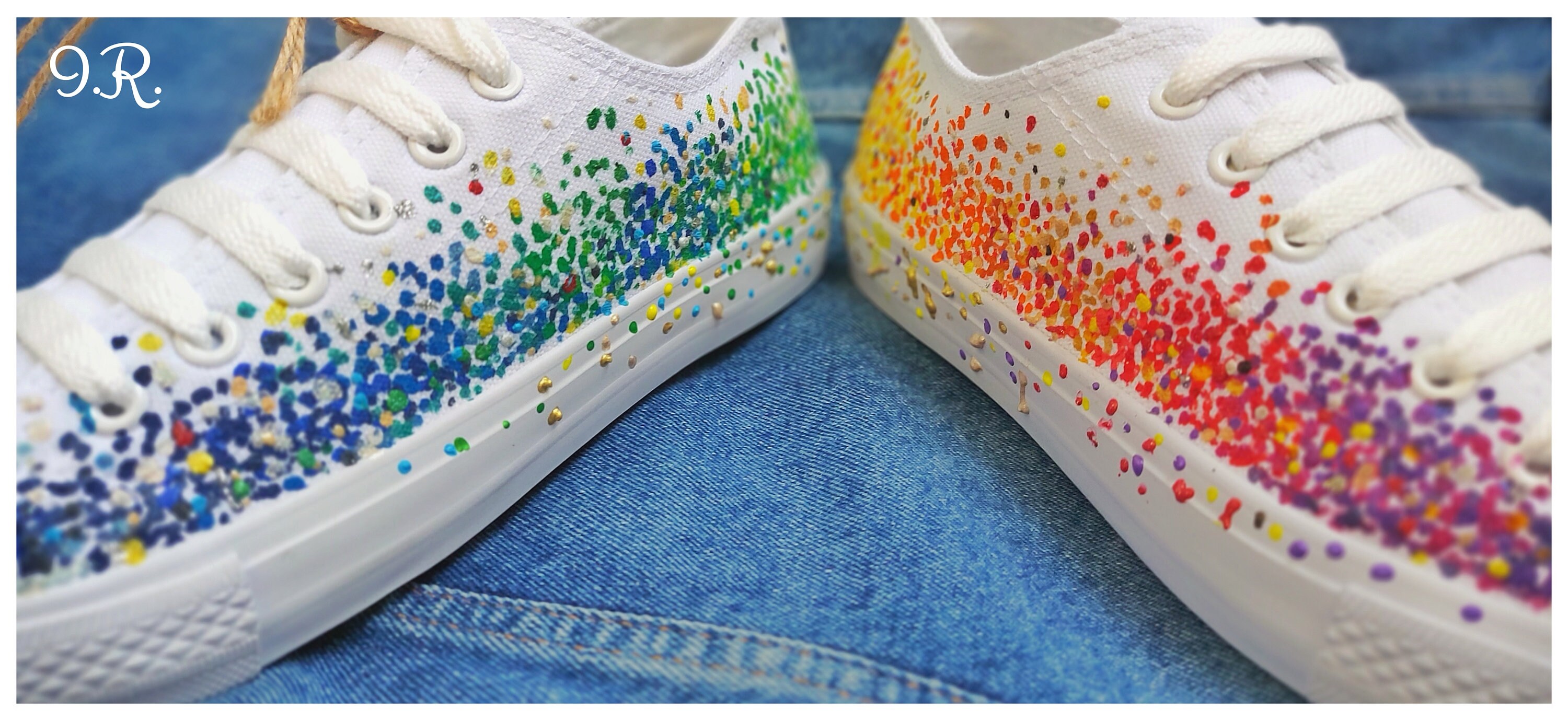 Colorful Splash Points Sneakers, Hand-painted Shoes, Splash Shoes, Hand ...