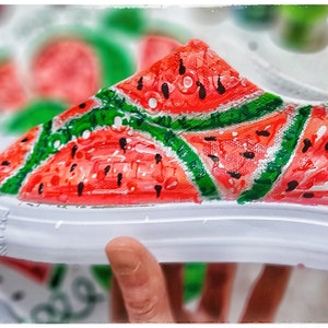 Watermelon Sneakers, Hand-painted Shoes, Watermelon Shoes, Hand-painted ...
