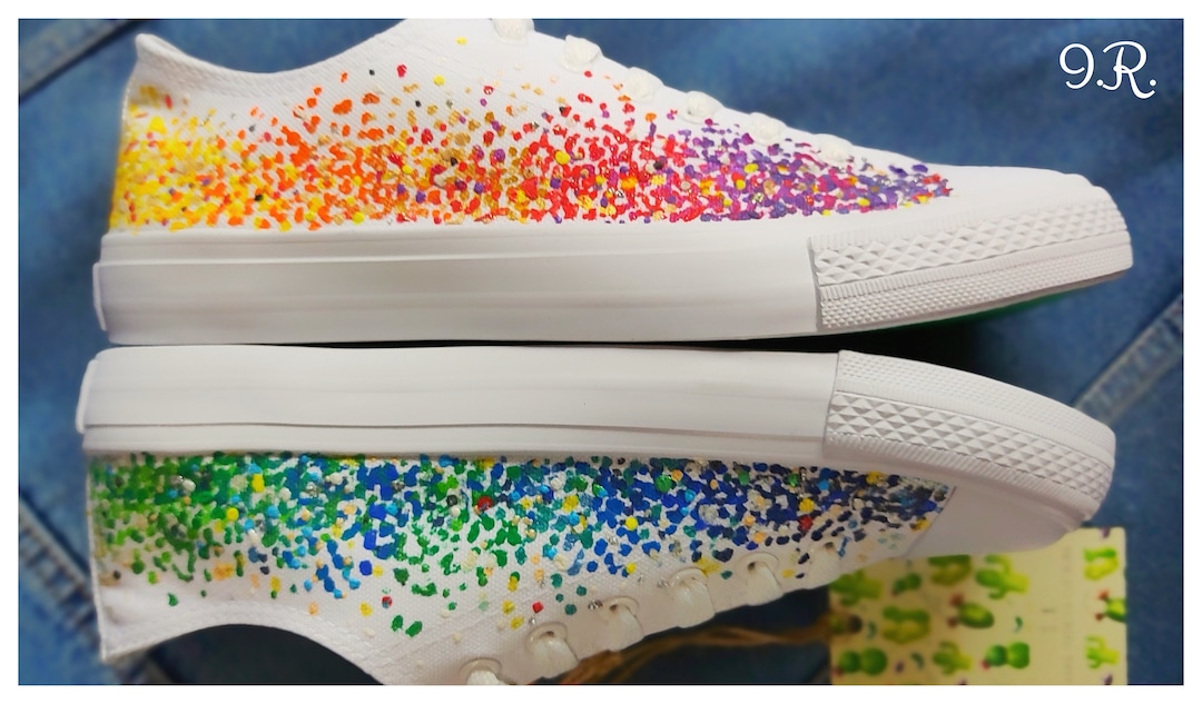 Colorful Splash Points Sneakers, Hand-painted Shoes, Splash Shoes, Hand ...