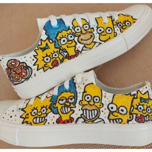 The Simpsons Sneakers, Hand-painted Shoes, the Simpsons Shoes, Hand ...
