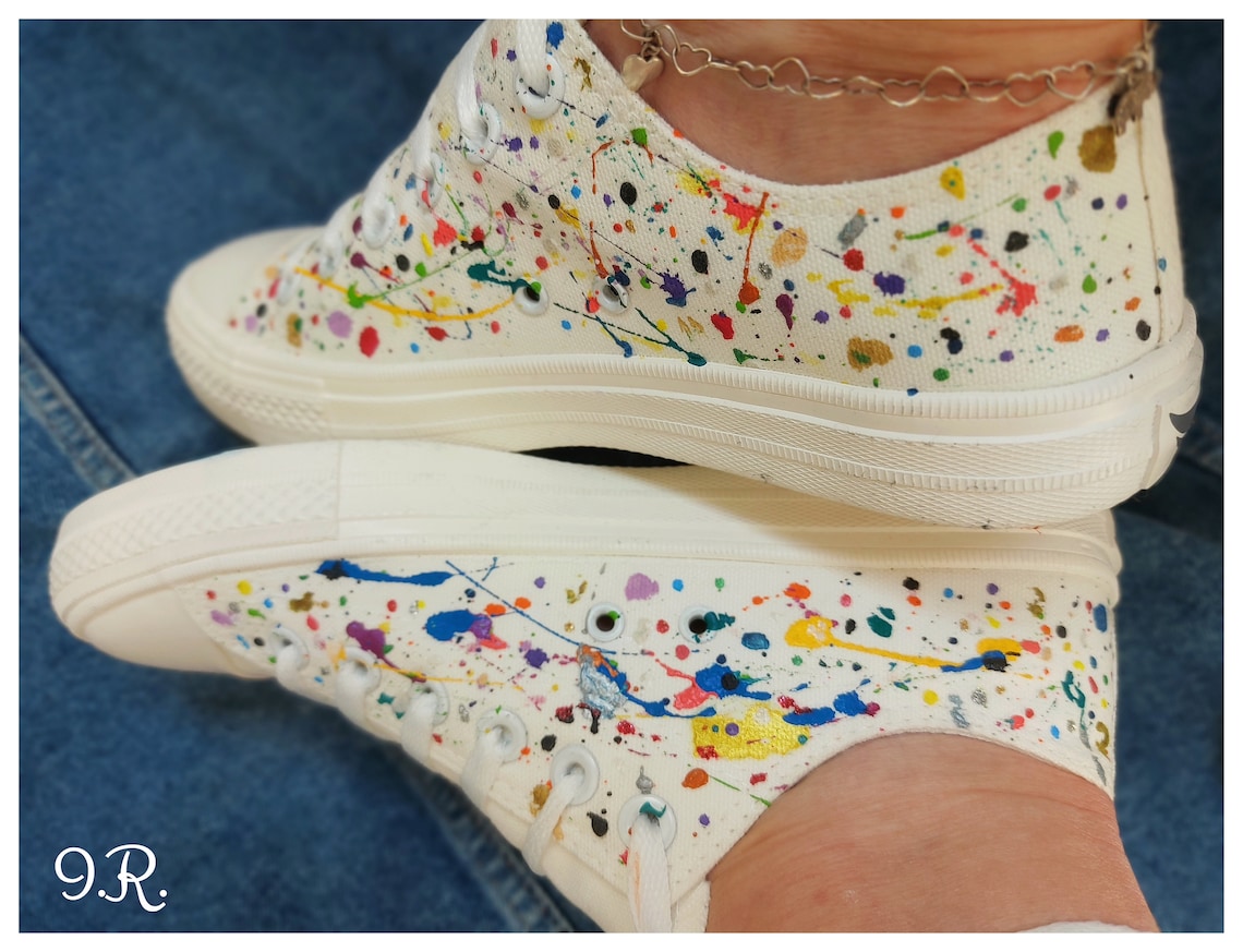 Colorful Splash Sneakers, Hand-painted Shoes, Splash Shoes, Hand ...