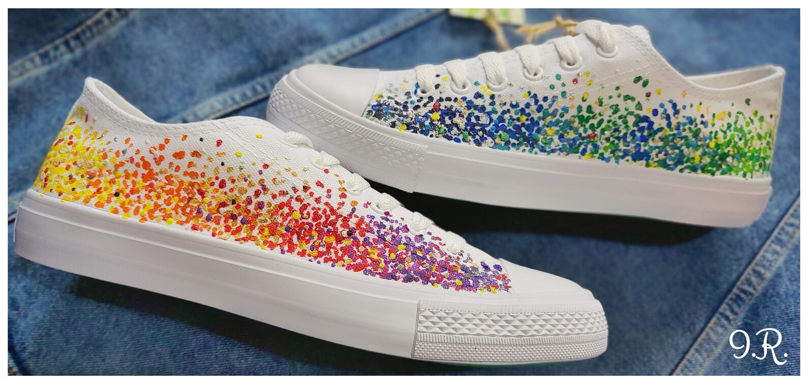 Colorful Splash Points Sneakers, Hand-painted Shoes, Splash Shoes, Hand ...