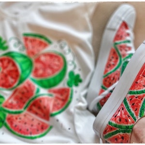 Watermelon Sneakers, Hand-painted Shoes, Watermelon Shoes, Hand-painted ...