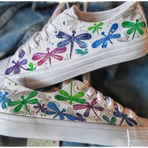 Dragonfly Sneakers, Hand-painted Shoes, Dragonfly Shoes, Hand-painted ...
