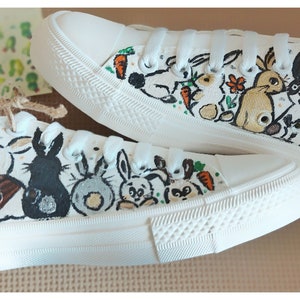 Rabbits Sneakers, Hand-painted Shoes, Rabbits Shoes, Hand-painted ...